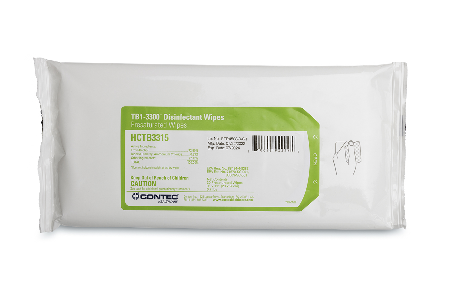 Contec® Healthcare TB1-3300™ Disinfectant Wipes